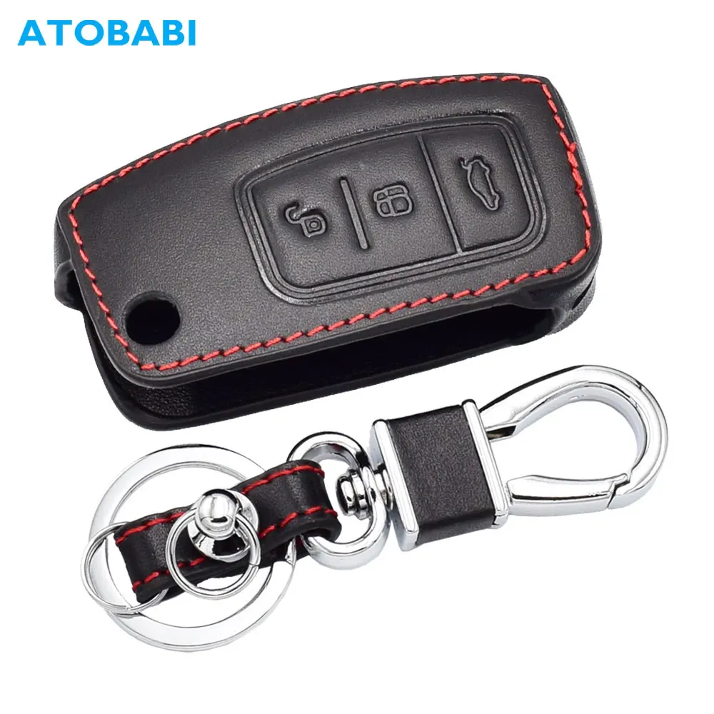 Leather Car Key Case For Ford Fiesta Focus 2 Mondeo Ecosport Kuga ...