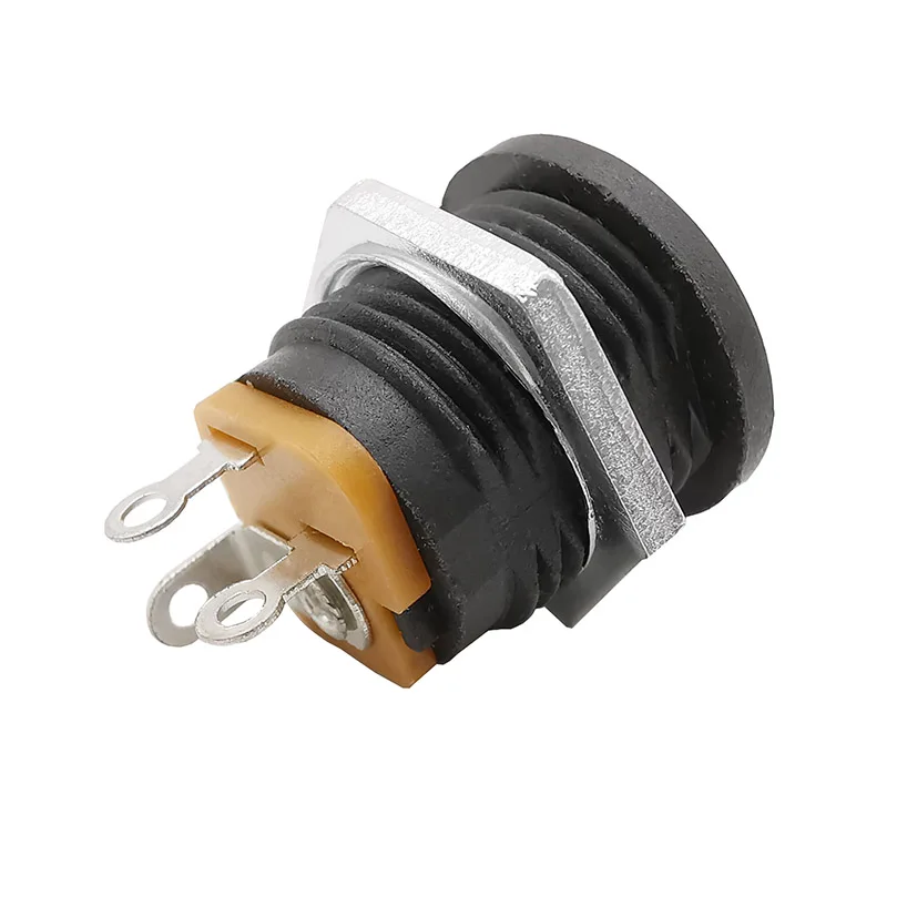 DC Power Jack Female Connector 3 Pin with Nut 5.5mm x 2.1mm