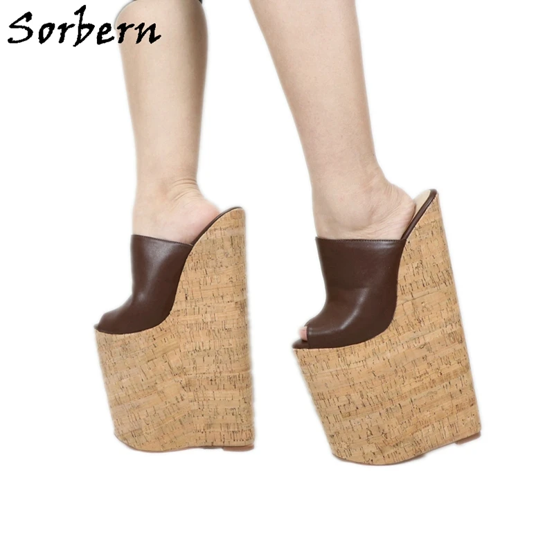 Sorbern 12 Inch Extreme High Heel Mules Women Shoes Crok Wedges ...