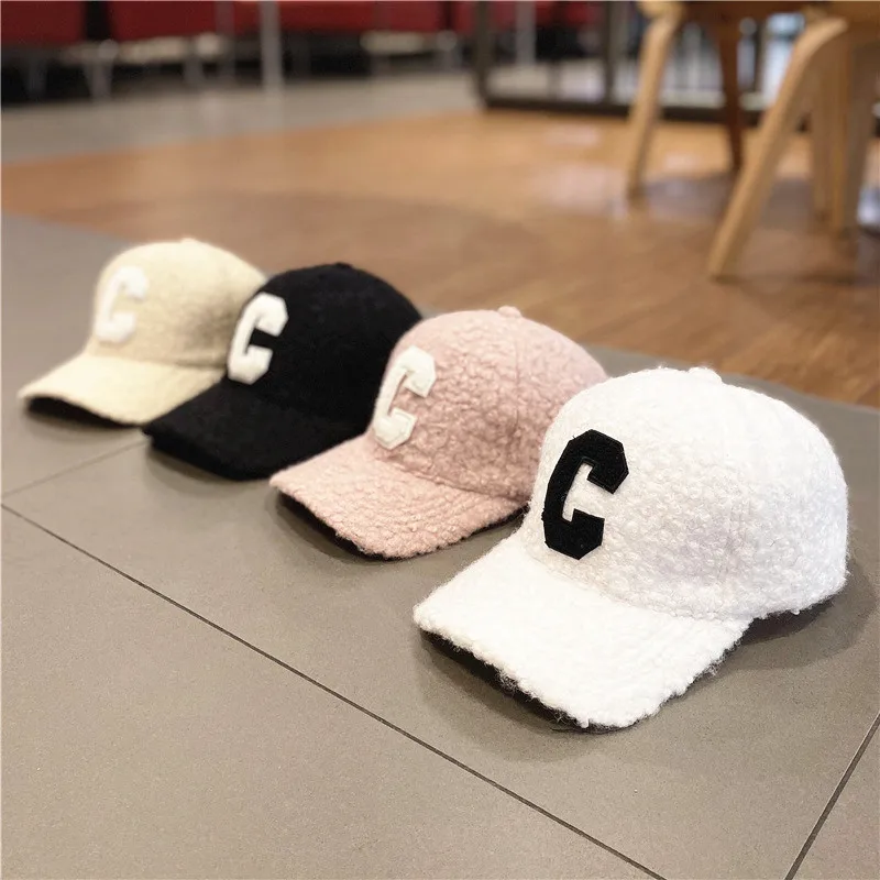 Winter-Women-Adult-Thick-warm-Lamb-Wool-Baseball-cap-C-Letter-Sport-hat ...