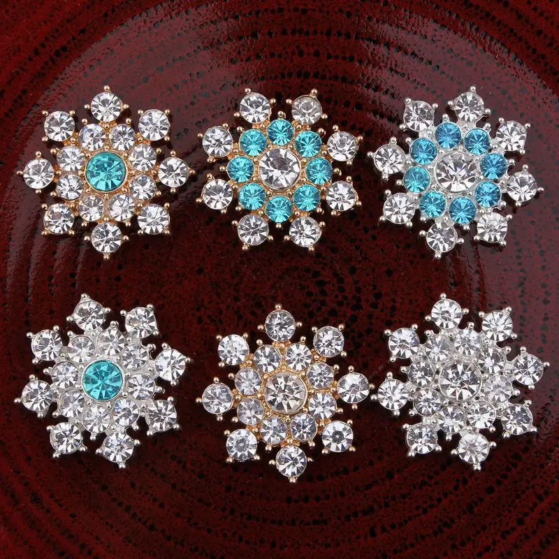 50pcs Vintage Handmade Flower Rhinestone Buttons Bling Flatback Crystal ...