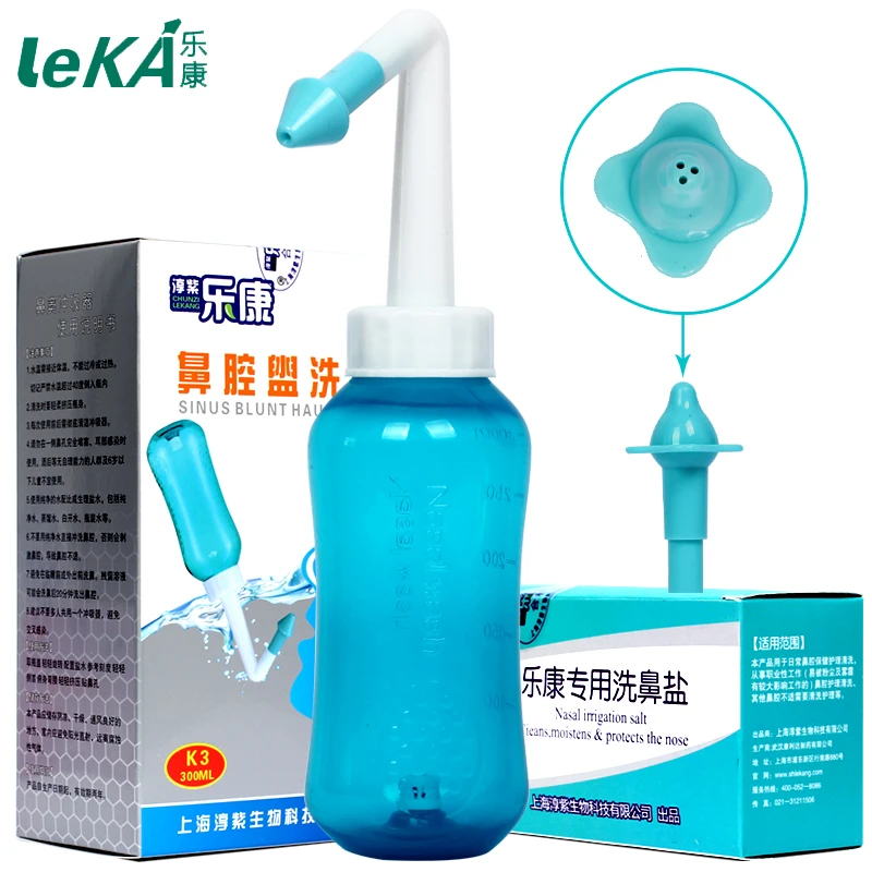 300ml Nasal Wash Neti Pot Sachets Sinus Nose Cleaner Bottle Irrigator ...