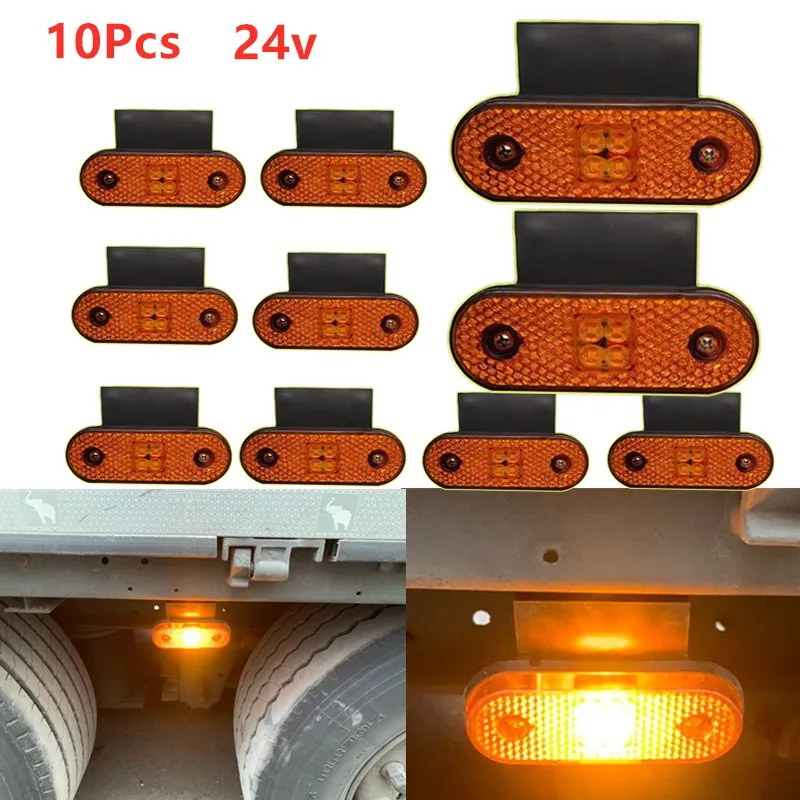 10x 4LED Red 24V truck Side marker light +bracket 24V Rear clearance ...