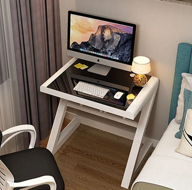 Simple Modern Computer Desk Laptop Table Tempered Glass Desk Top Pc ...