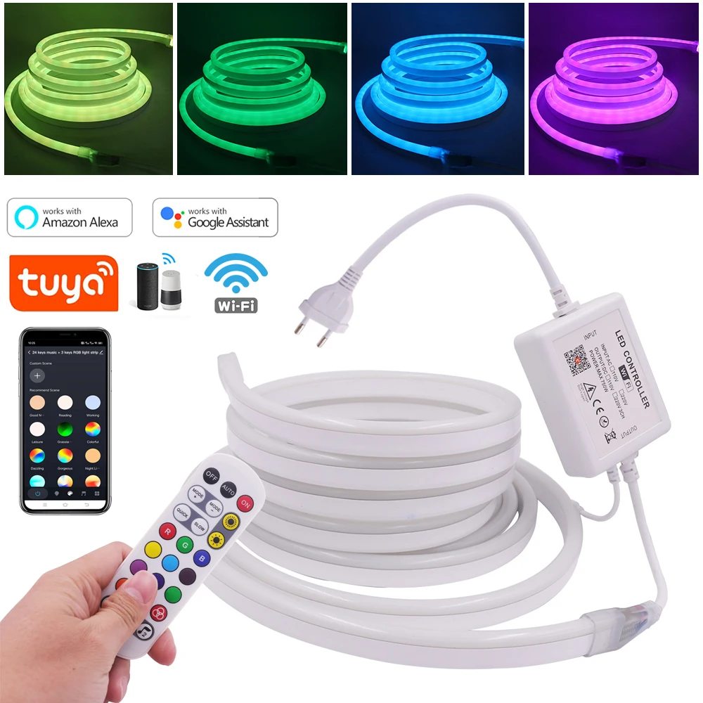 220V Led Strip Waterproof Ribbon Led Neon Light IP67 Waterproof Tuya ...