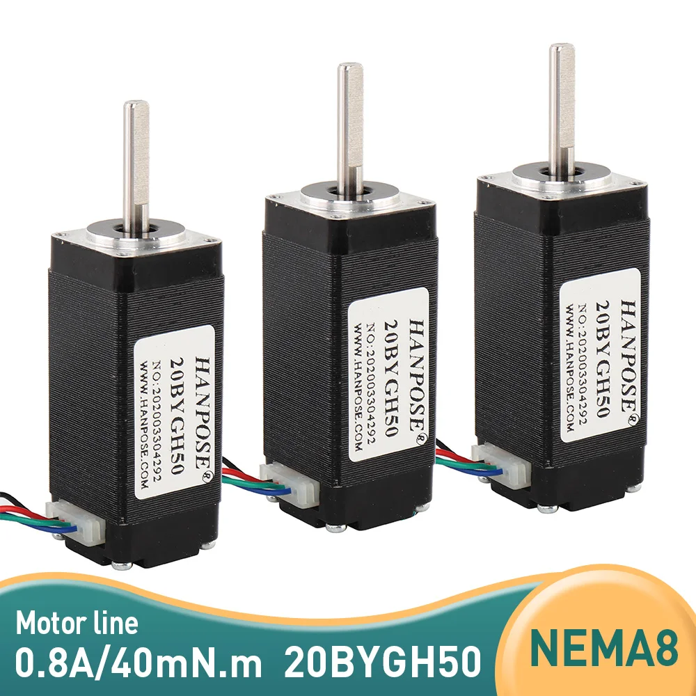 3PCS Nema8 Stepper motor 20BYGH50 0.8A 50mm 1.8 degree High Torque 40mN ...