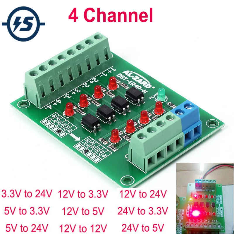 Optocoupler Isolation Board Voltage Converter 24V to 3.3V/5V to 24V/12V ...