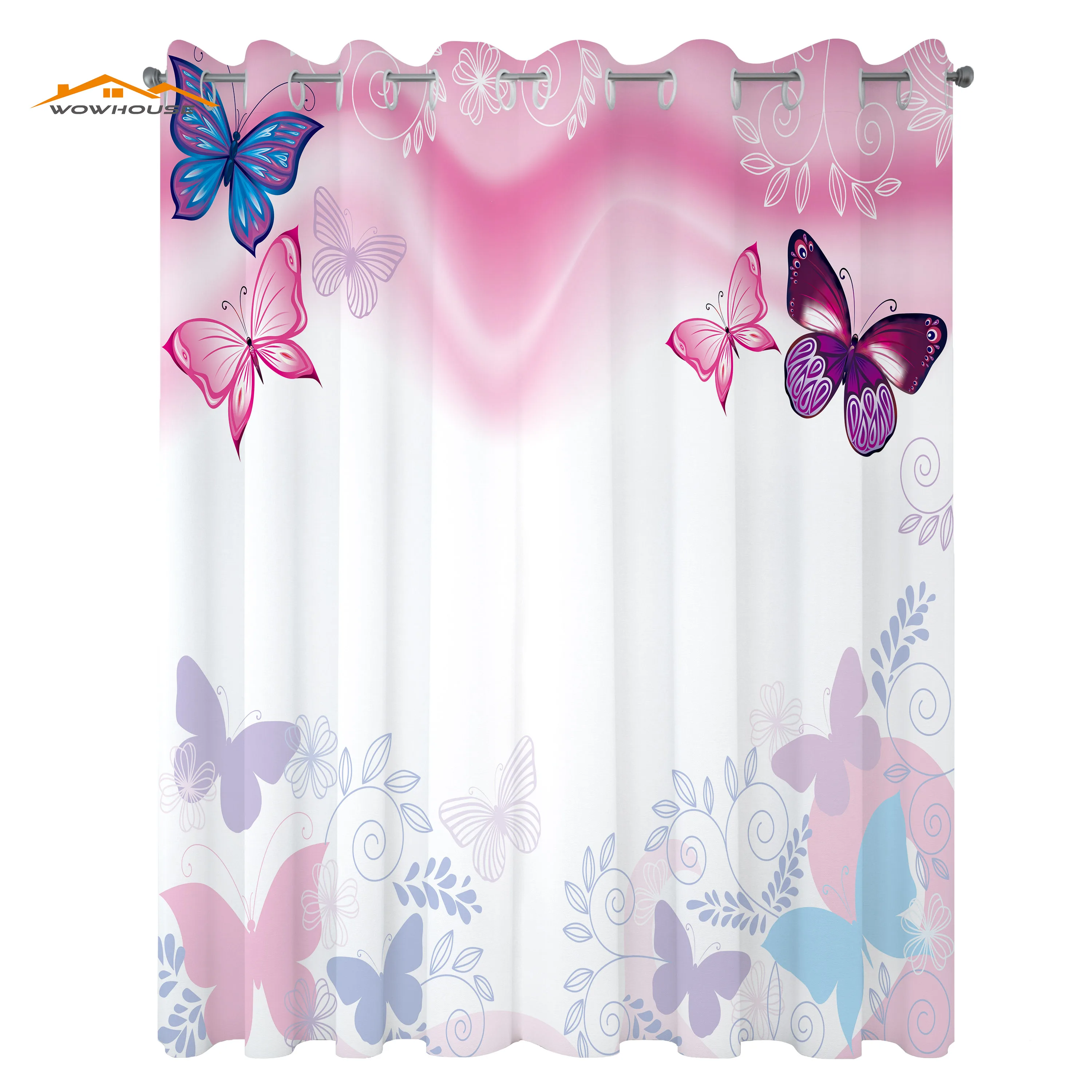Princess-Curtains-Flowers-and-Butterflies-Curly-Wavy-Leaves-Insect ...