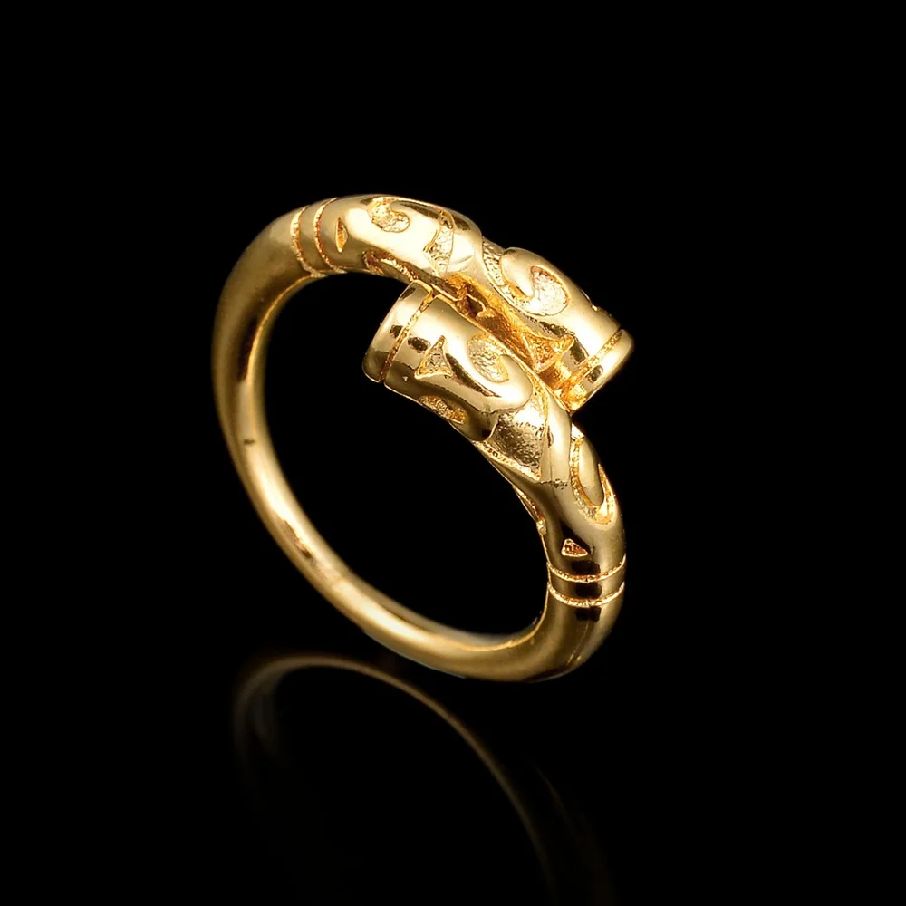 Fashion Stainless Steel Ring Plated Gold Hoop Simple Tail Rings Of Men ...