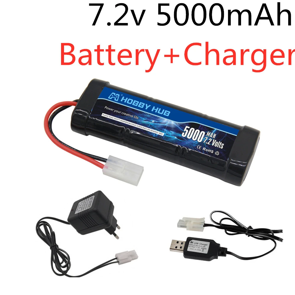 7.2v 5000mah Ni-mh Battery Pack With Tamiya Plug With 7.2v Charger And ...