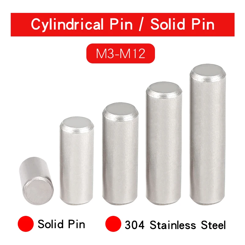 2-25 PCS Cylindrical Pin M3 M4 M6 M8 M10 M12 Fastener Solid Dowle Pin ...