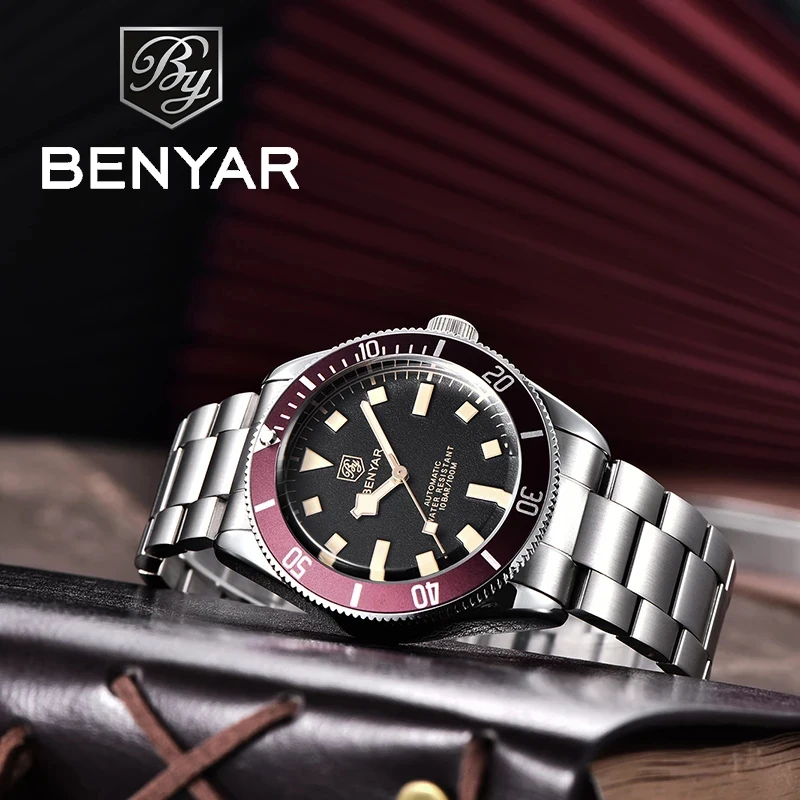 Benyar Automatic Men's Watch Luxury Brand 100m Waterproof Sports ...