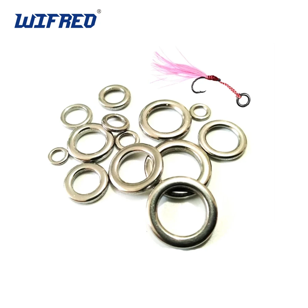Wifreo 100pcs/bag Polished Fishing Solid Ring Stainless Steel Fishing Lure Ring Fishing ...