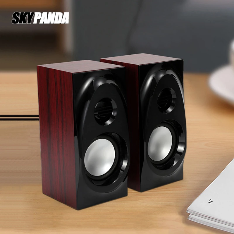 Wooden Desktop Speakers 3.5mm Aux Input Usb Power Computer Speakers For ...