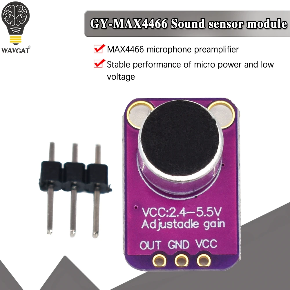 GY-MAX4466 Electret Microphone Amplifier Module MAX4466 Adjustable Gain ...