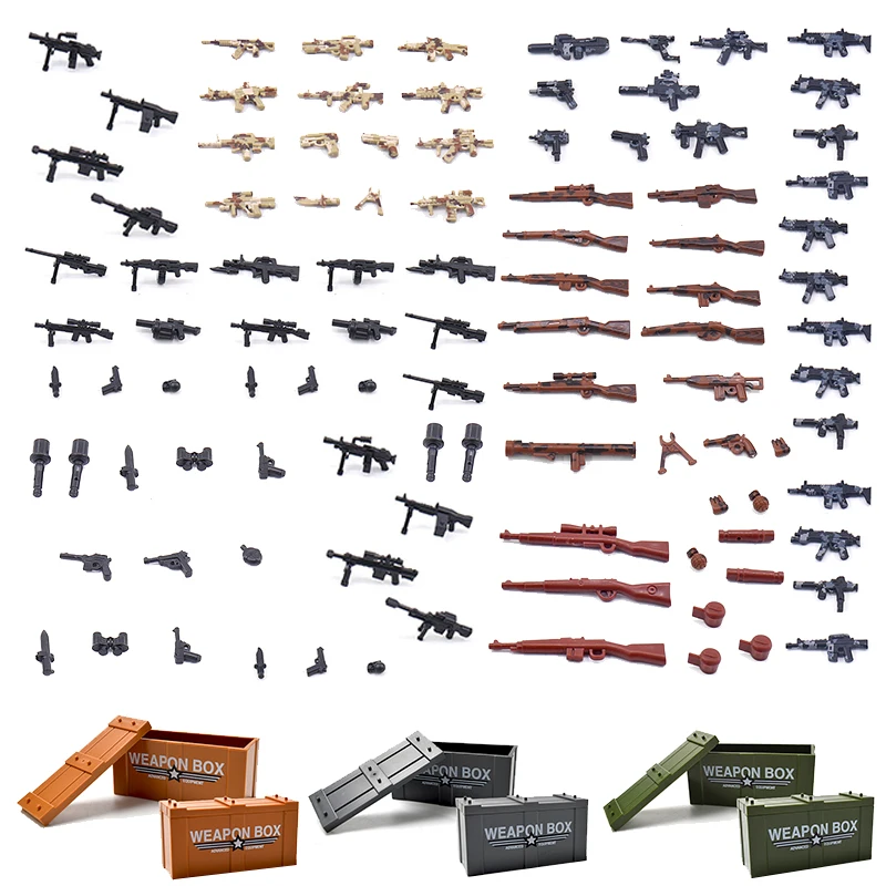 Military Weapon Box SWAT Gun Sandbag Armor Cannon Guns Toy Suit Figures ...