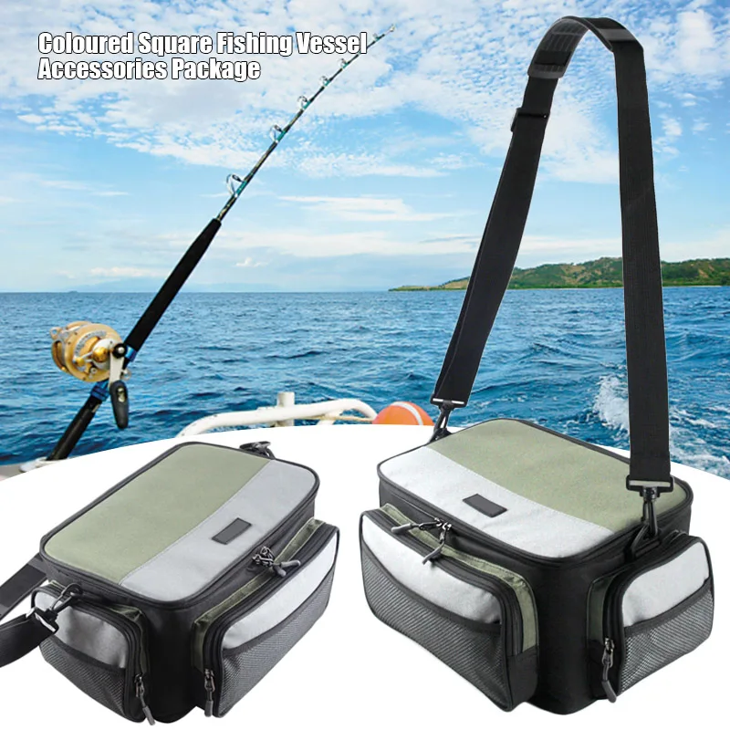 New Contrast Color Square Fishing Tackle Bag Zipper Case Lure Boxes ...