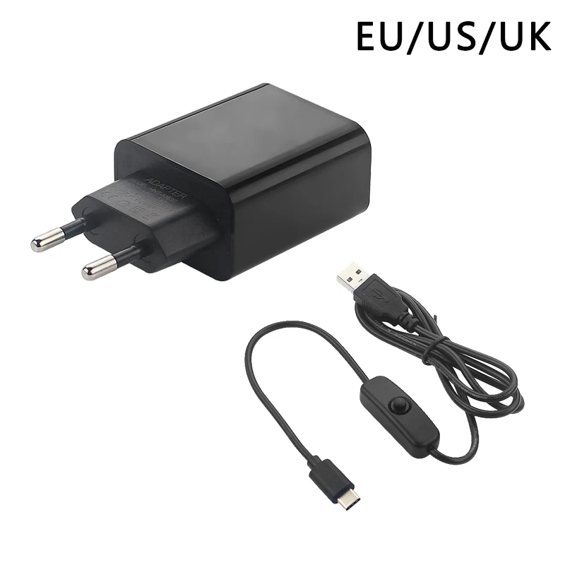 Raspberry Pi 4 Power Supply 5V 3A DC Power Adapter EU US UK USB Type C ...