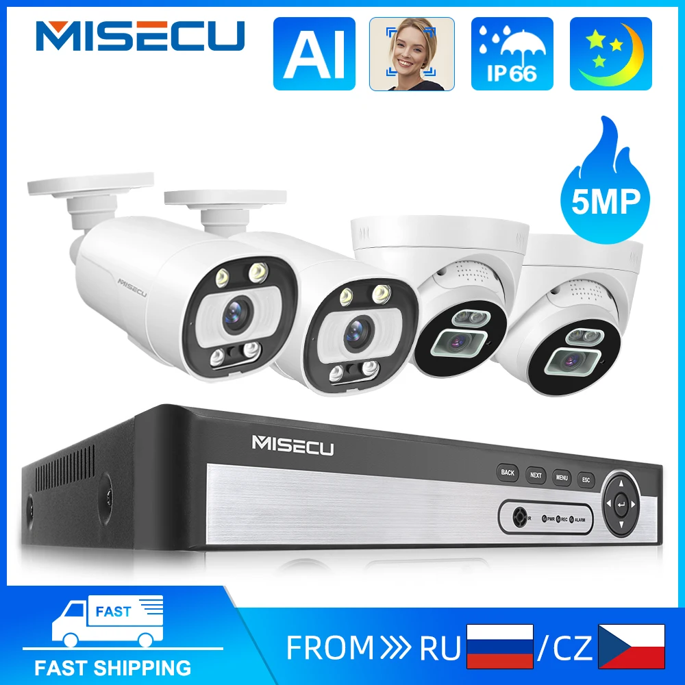 Misecu 8ch 5mp Poe Security Camera System Face Detection Two Way Audio ...