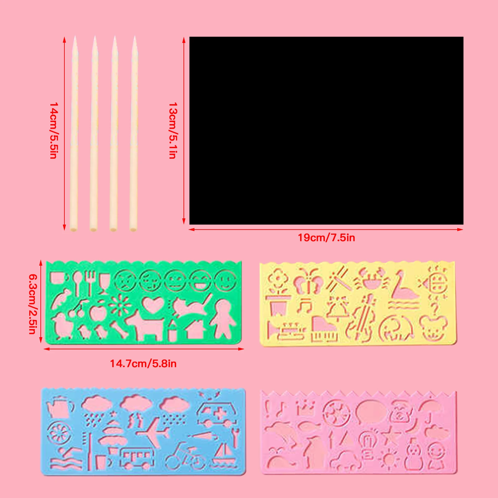 Gommette,Ensemble de papier à gratter magique arc-en-ciel pour enfants ...