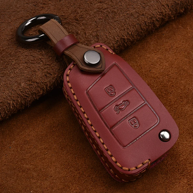 Leather Car Key Case Full Cover Protection For Volkswagen VW Jetta Golf ...