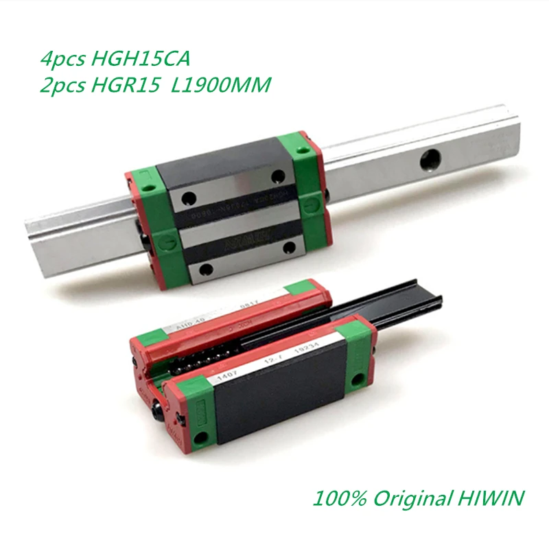 2pcs 100% New Original HIWIN HGR15 1900mm linear rails + 4pcs HIWIN ...