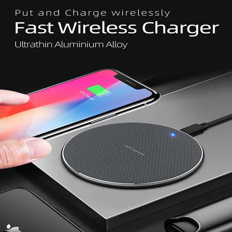 K8 Black Color Portable Qi Wireless Charger Fast Wireless Charging Pad ...