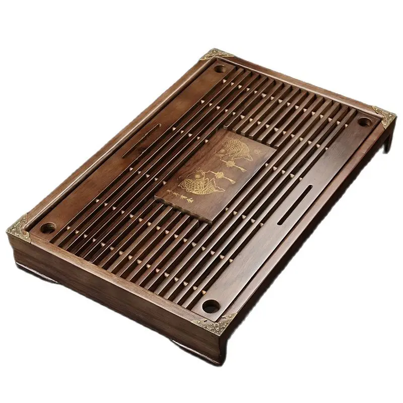 Solid Wooden Tea Tray Drainage water storage kung fu tea set with ...