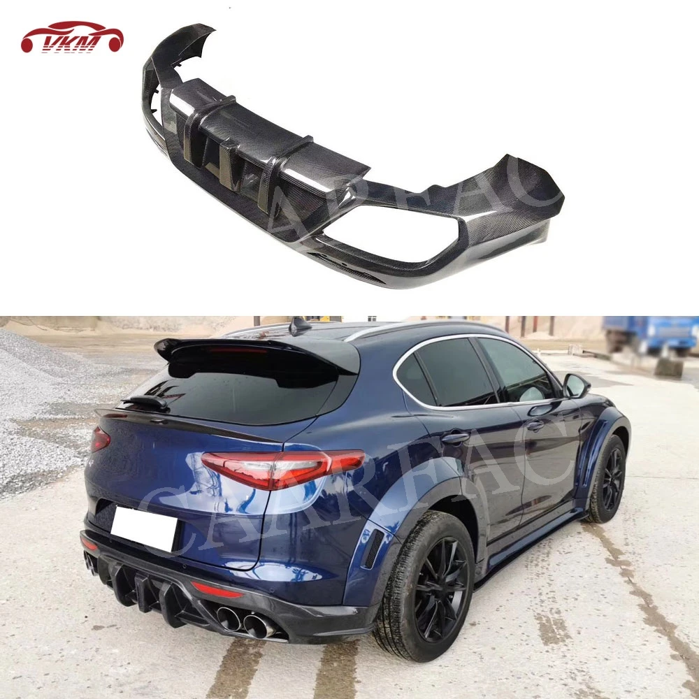 Carbon-Fiber-Rear-Diffuser-Bumper-Lip-Cover-For-Alfa-Romeo-Stelvio-2017 ...