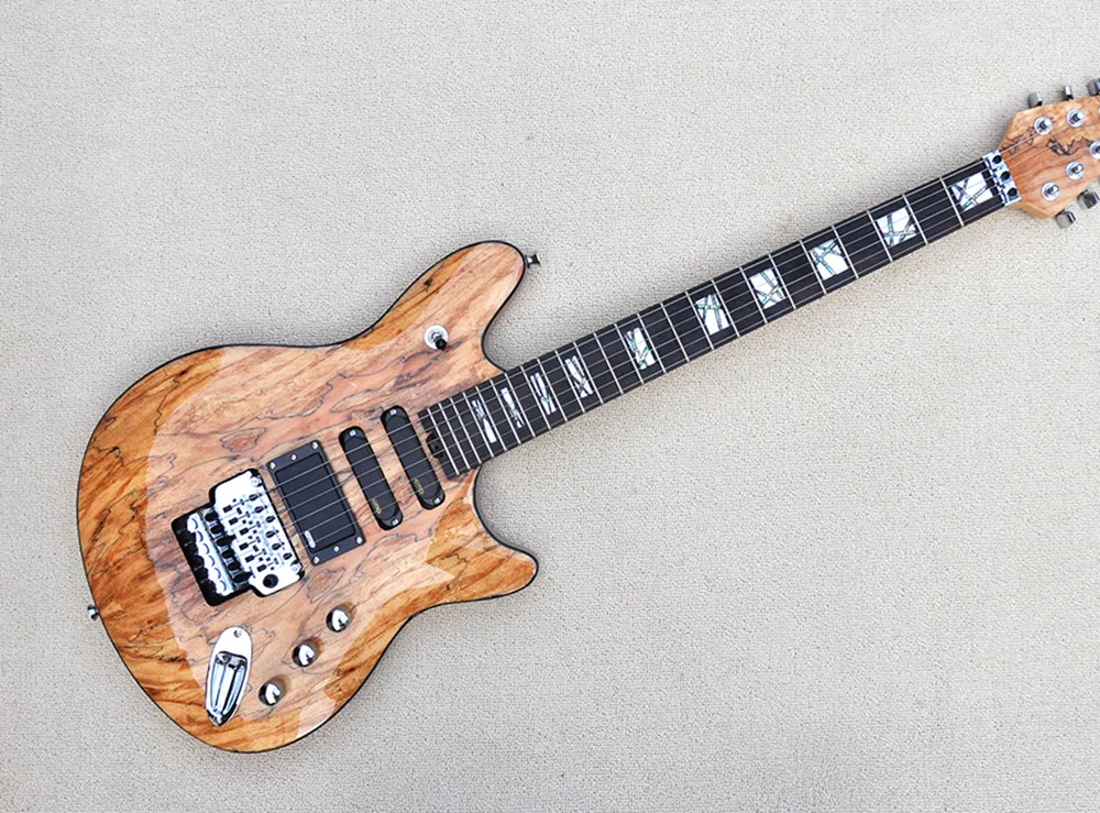 Natural-wood-Electric-Guitar-With-3Pickups-Map-Grain-Veneer-Chrome ...