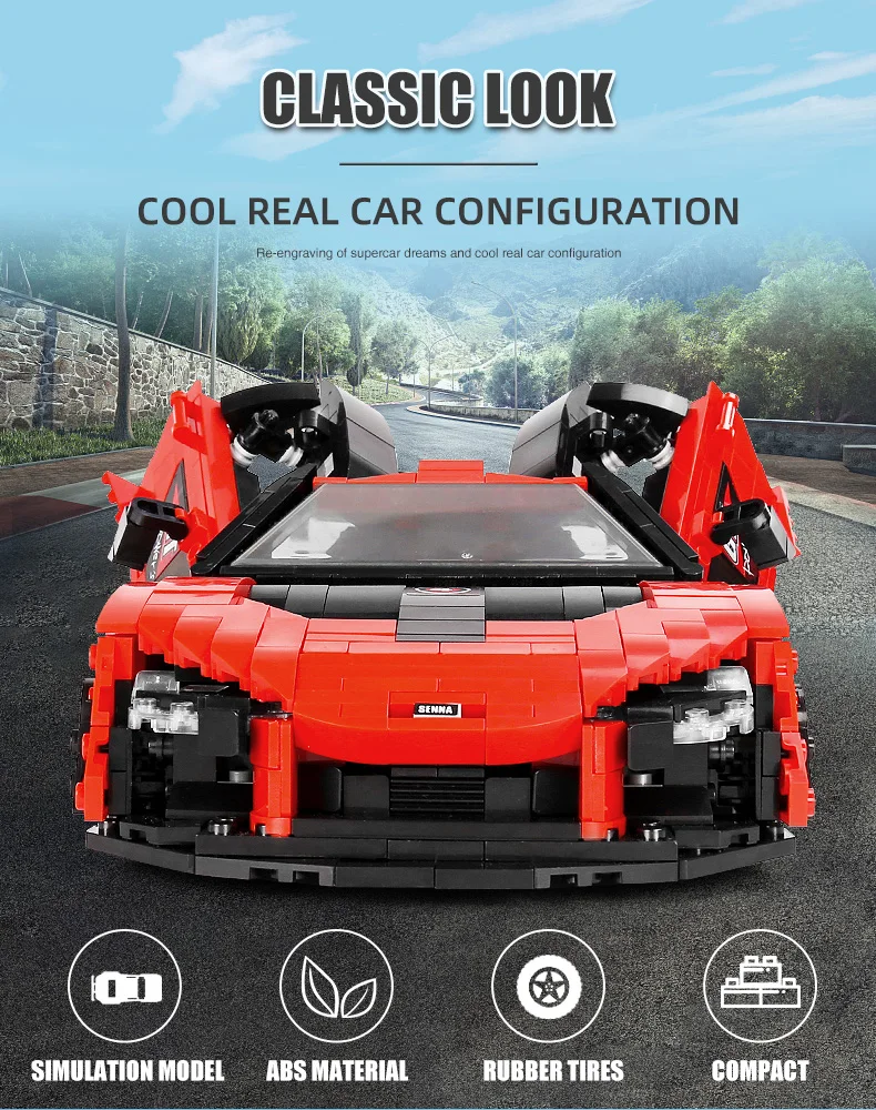 MOULD KING 10007 1182Pcs High-tech Car Toys The Senna Building Blocks ...