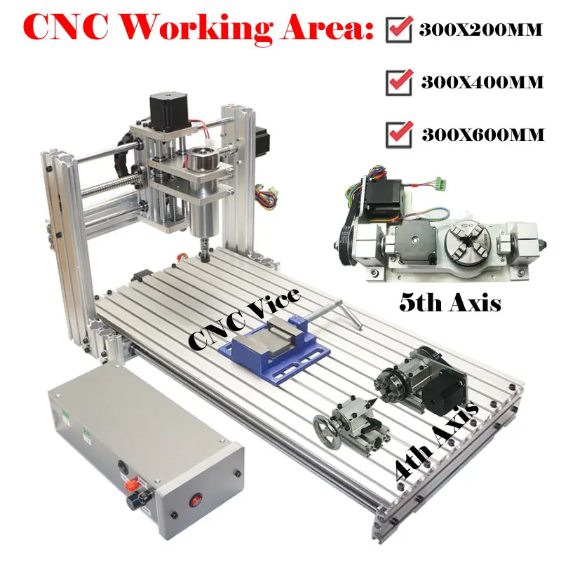 Diy CNC 3020 3040 3060 Pro Metal Steel Frame Router Kit Tools 4 Axis ...
