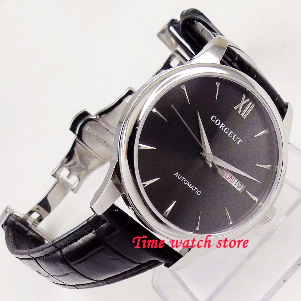 40mm Corgeut Miyota Polished Automatic wrist watch men Date Week ...