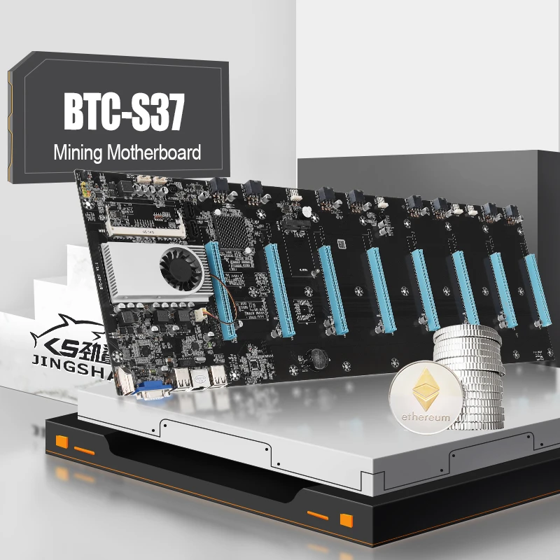 Btc-s37 Machine Mining Motherboard With Cpu Mining Board 8 Pcie 16x ...