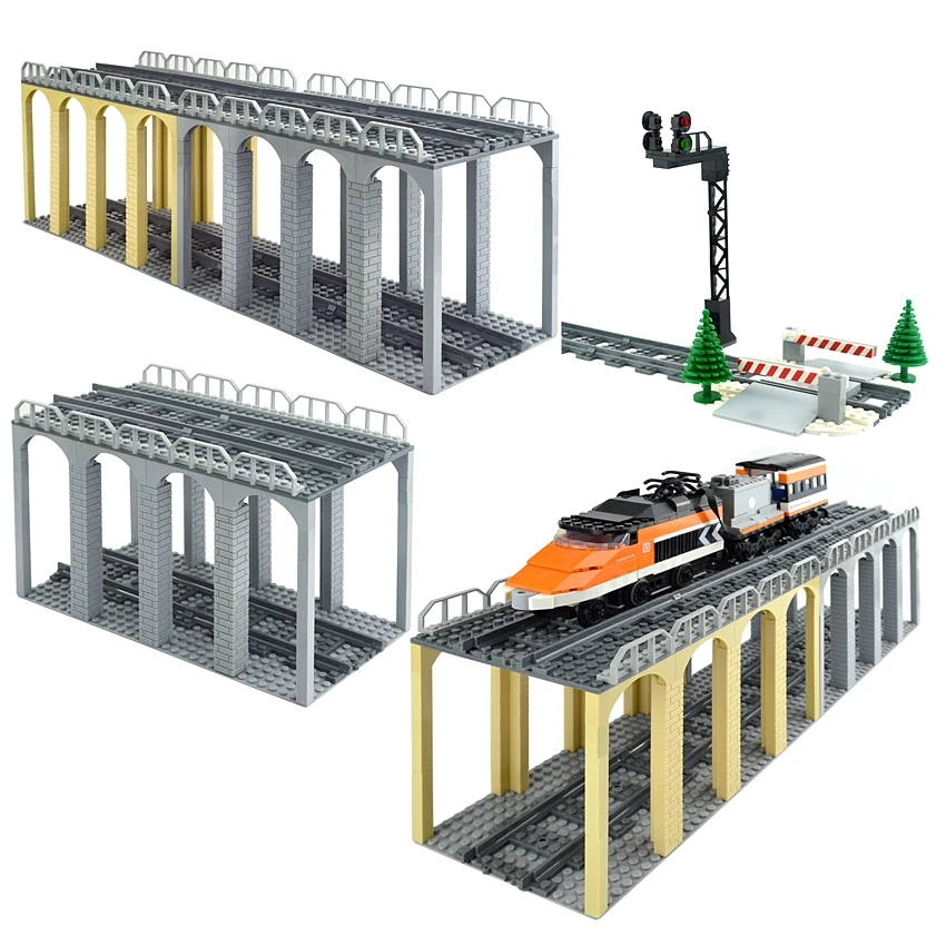 Moc Parts Building Blocks City Trains Bridge With Tracks Railway ...