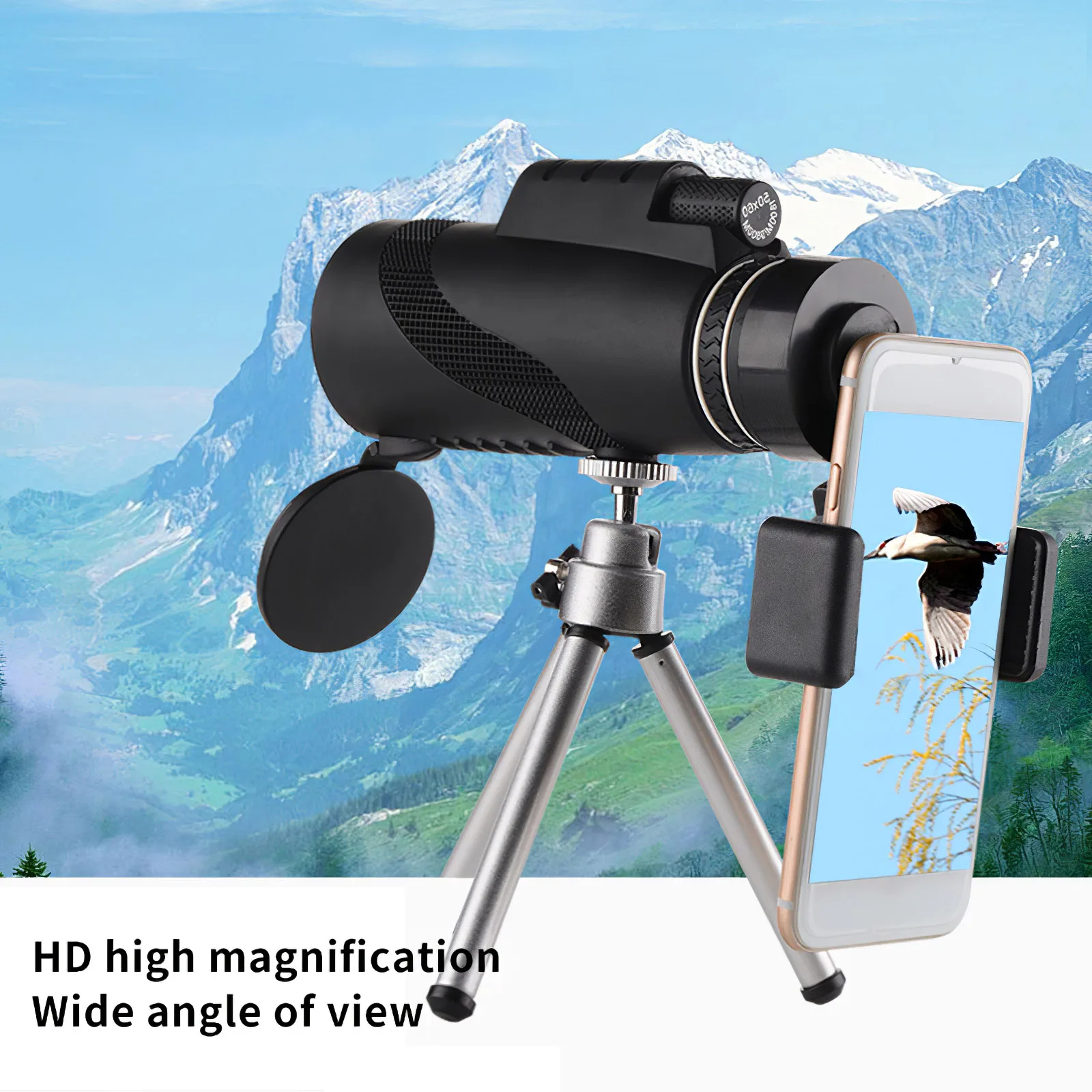 50x60 Monocular Telescope Compact Retractable Zoom Waterproof IPX4 ...