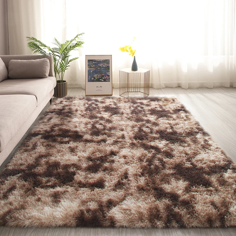 Long Hair Living Room Carpet Sofa Coffee Table Rug Bedroom Room Bay ...