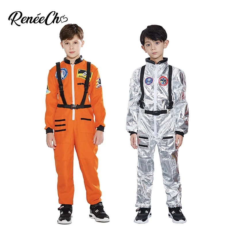 Reneecho-Kids-Space-Astronaut-Costume-Boys-Orange-Astronaut-Cosplay ...