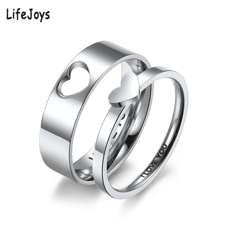 Heart-Couple-Rings-For-Lovers-Stainless-Steel-Wedding-Ring-Set-Women ...