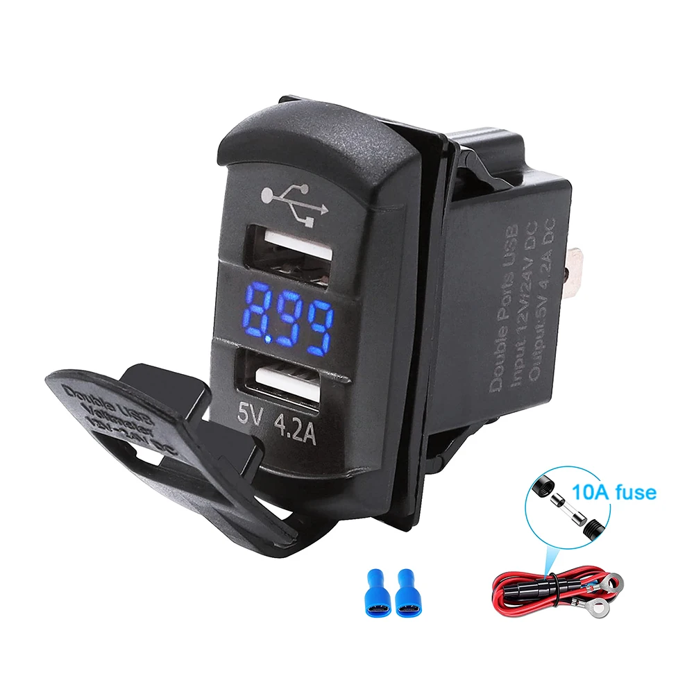 Universal-Car-USB-Charger-12V-24V-4-2A-Voltage-Display-Waterproof-Dual ...