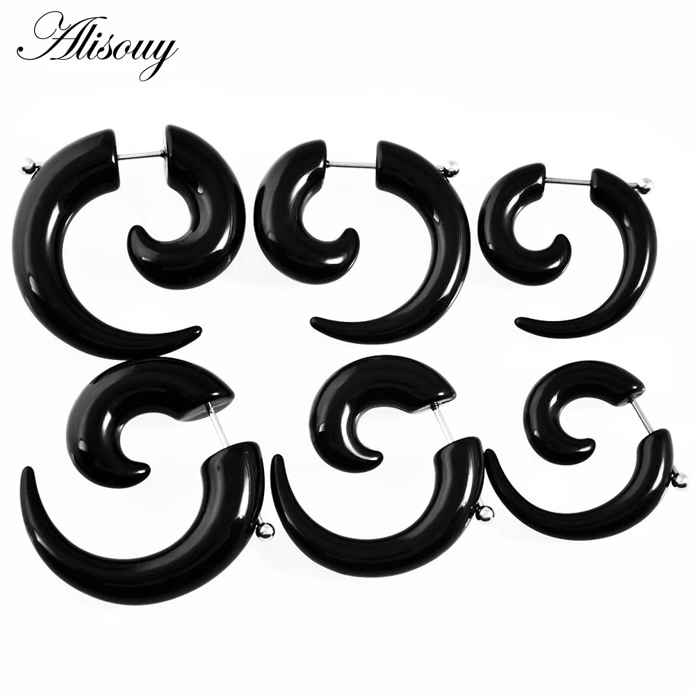 1 pair men women fashion new fake spiral ear tapers snail ear expanders ...