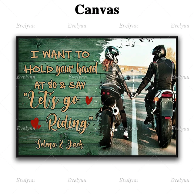 Motorcycle Couple Holding Hands