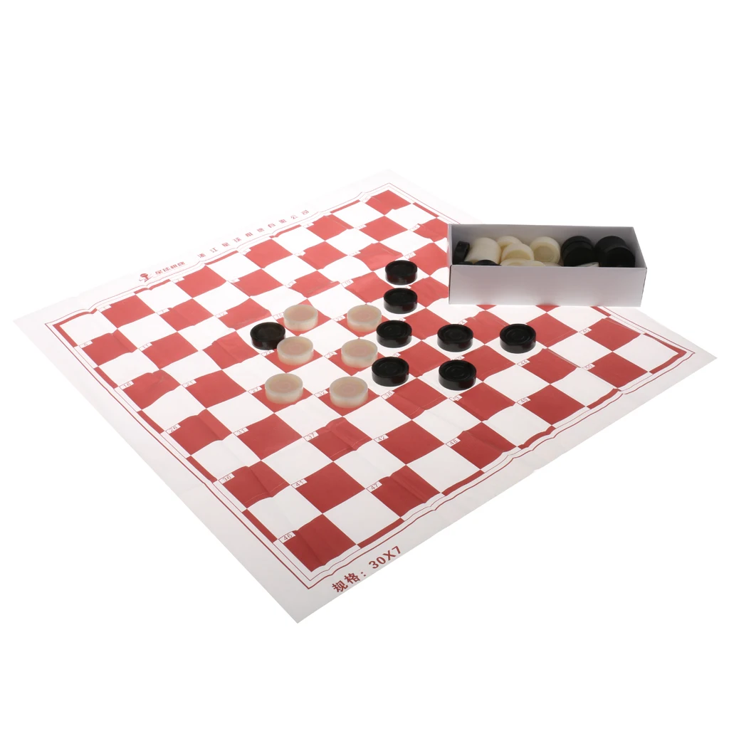 Portable International Draughts Set Traditional Board Game Chess 100 ...