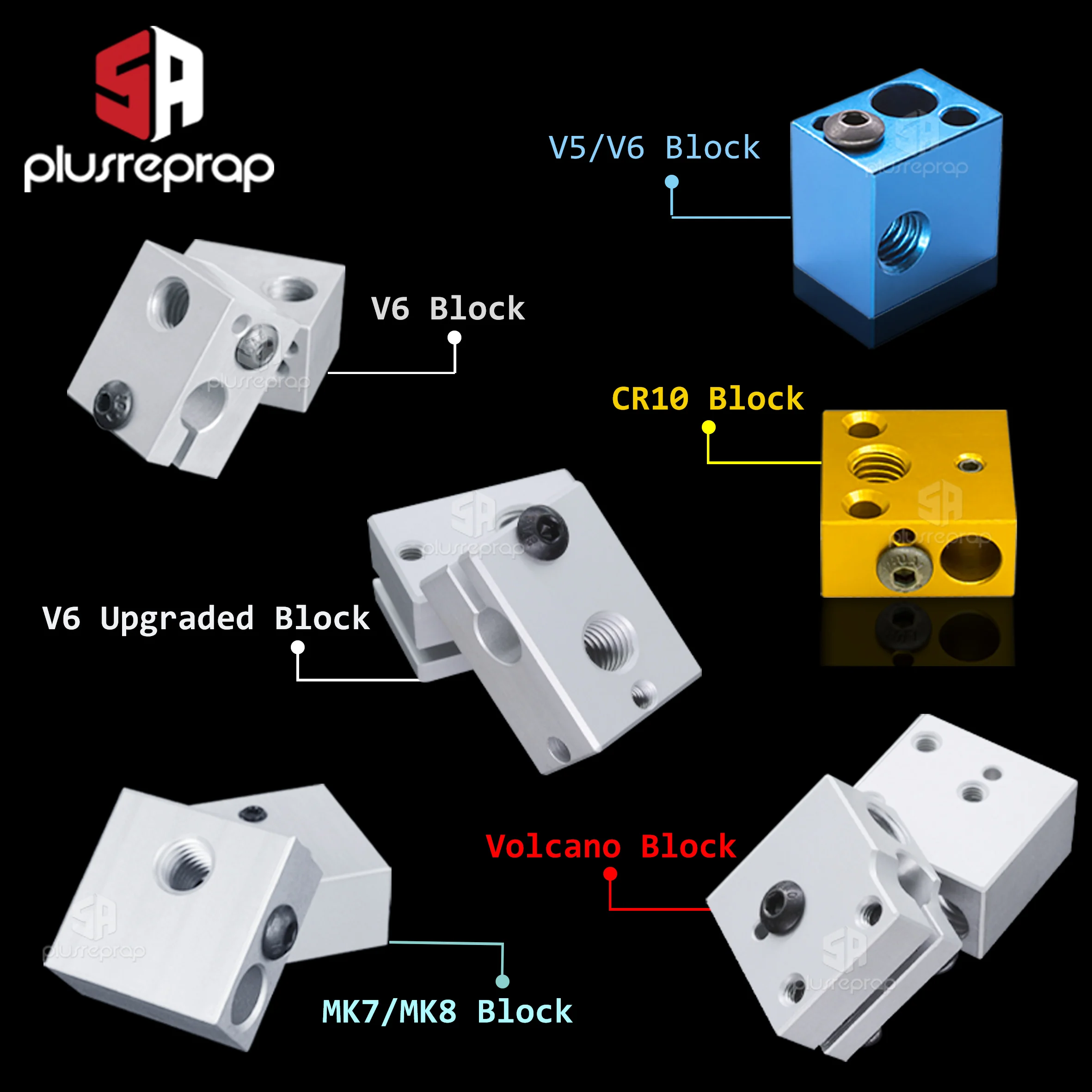 3D Printer Accessories Heated Block MK7 MK8 MK10 CR10 V5 V6 Volcano ...