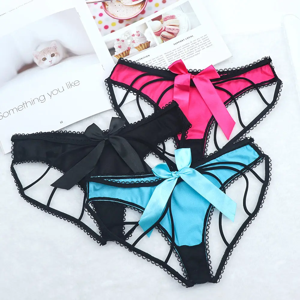 Exotic Briefs Sexy Hollow Out Bandage Ladies Underwear Lace Bow Sexy ...