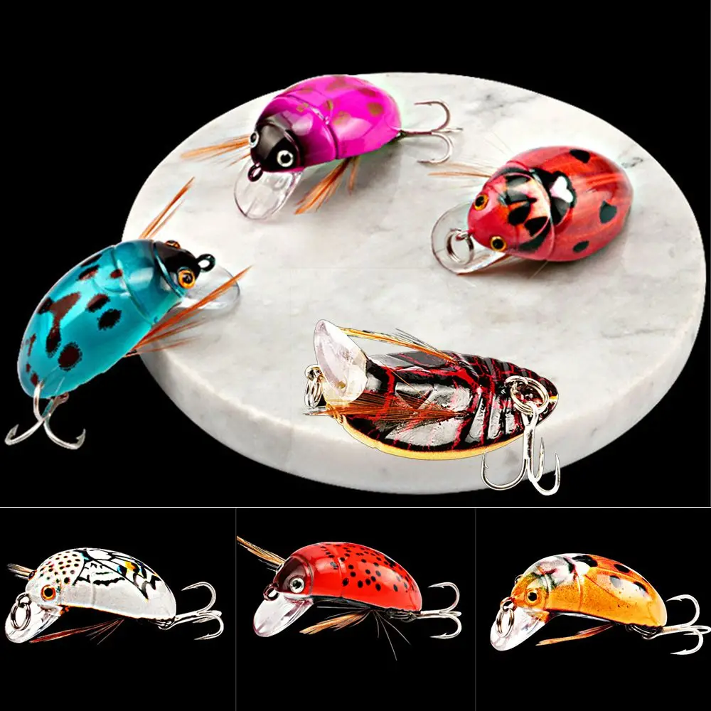 1PC Artificial Ladybug Fishing Bait Cicada Beetle Insect Wobblers ...
