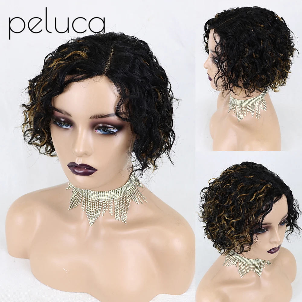 Peluca de cabello humano rizado para mujeres negras, postizo de encaje ...