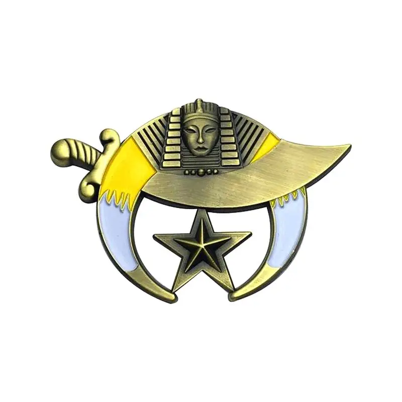 3" Masonic Car Emblem Antique Gold Cut Out 3D Shriner Mason Auto Truck ...