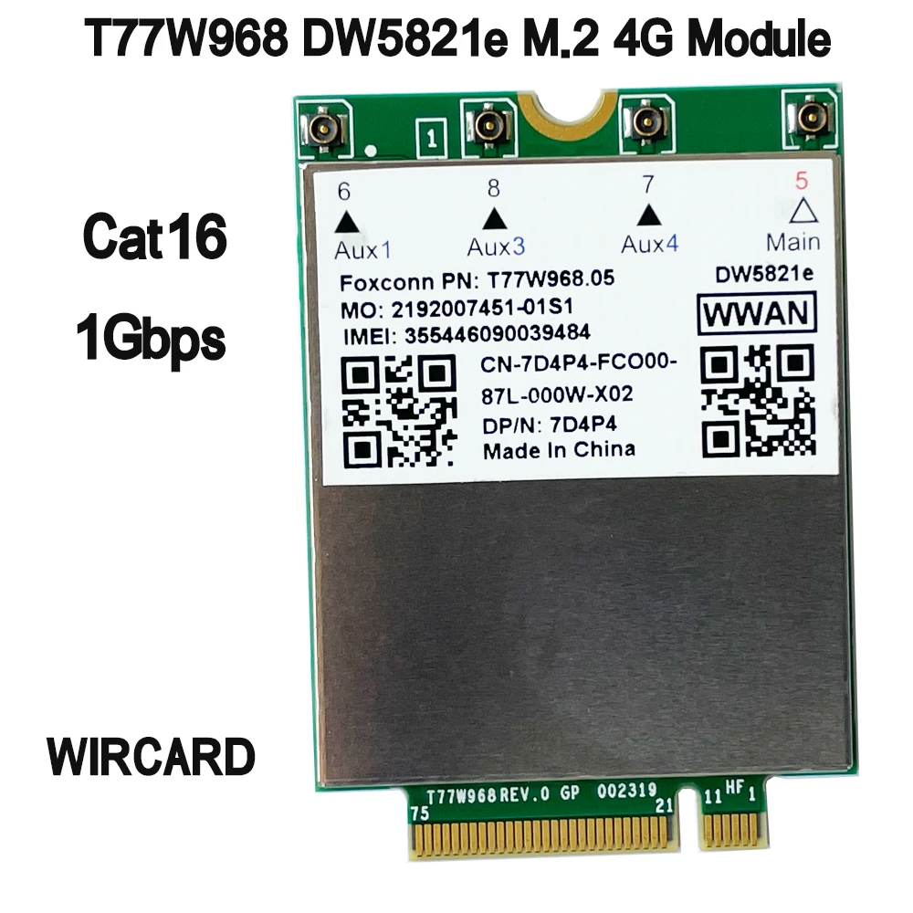 T77W968 DW5821e X20 LTE Cat16 1Gbps FDD LTE TDD LTE 4G module For Dell ...