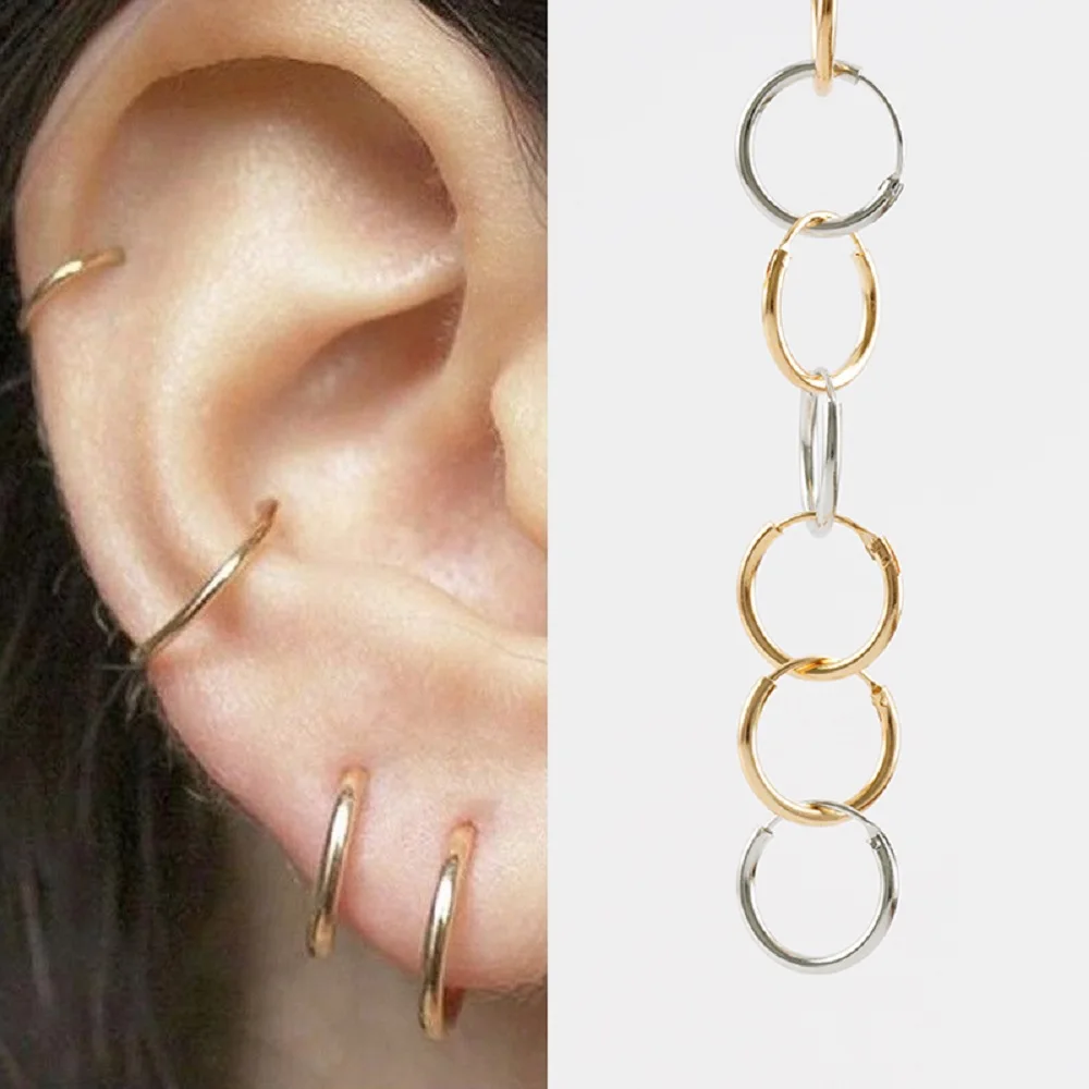 Pendientes de aro de forma circular para mujer, aretes pequeños ...
